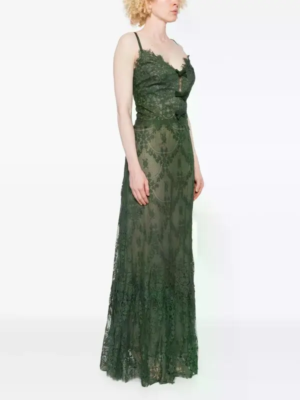 Elie Saab Floral-Lace Dress In Green - 48% Off | Editorialist