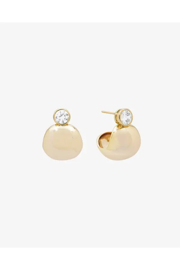Splendid Bezel Stud Earrings - Gold