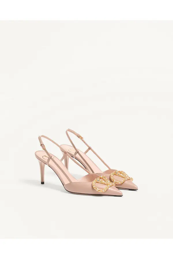 Valentino Garavani Vlogo Signature Slingback Calfskin Pump - Natural