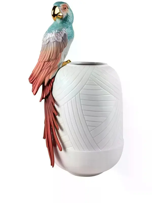 LLADRO Macaw Bird Porcelain Vase