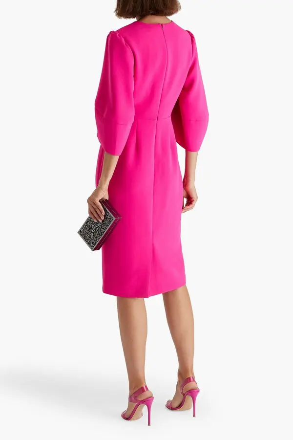 Badgley Mischka Draped Crepe Midi Dress