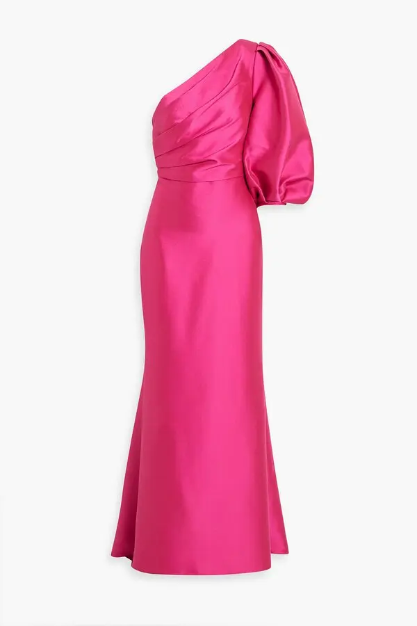 evening dress in shocking pink faille Sheath Fuchsia Sequins Long Prom Dress Split Formal Dress TP1198 US18 / Fuchsia main image 0