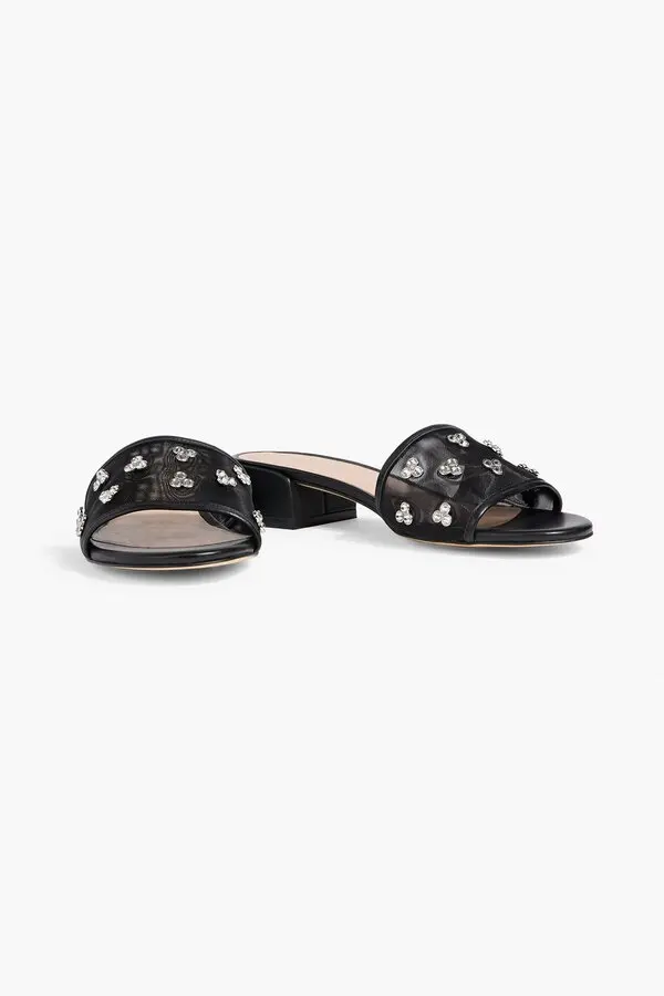 STUART WEITZMAN Tammy Crystal-embellished Mules - Black