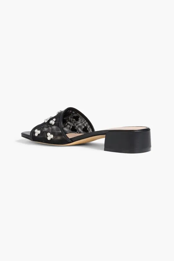 STUART WEITZMAN Tammy Crystal-embellished Mules - Black