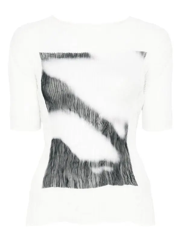 Issey Miyake Shadow Study Chiffon Twist Top - White | Editorialist