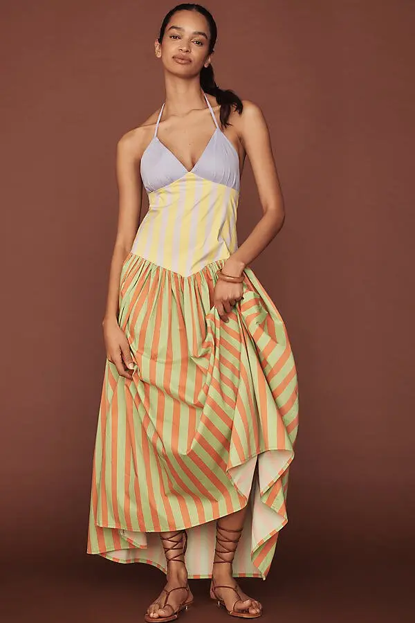 gingham dress halter Gingham Halter Maxi Dress Kouvr Fashion main image 0