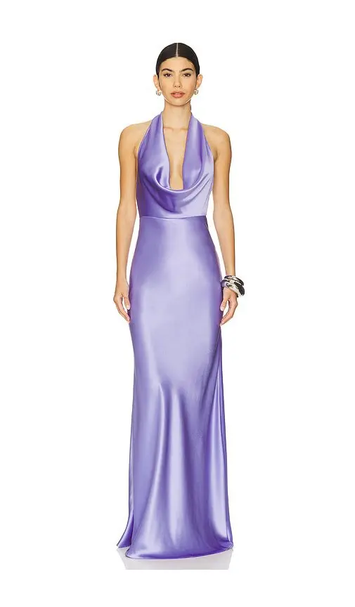 Sau Lee Halterneck Gown - Periwinkle - 6% Off | Editorialist