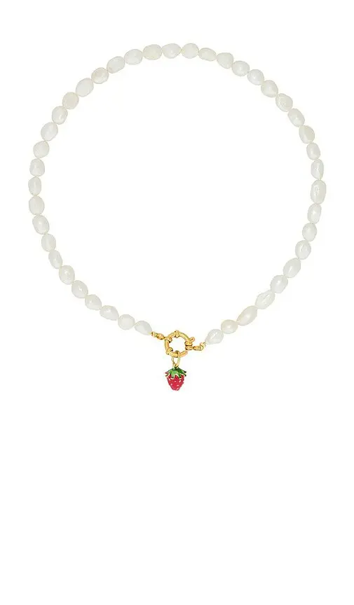 PETIT MOMENTS Strawberry Charm Necklace - Pearl
