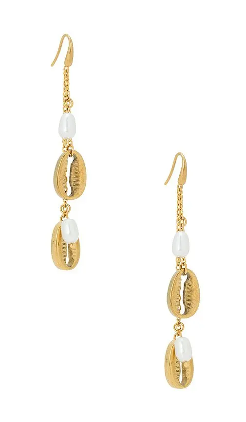 PETIT MOMENTS Puka Drop Charm Earrings - Metallic Gold