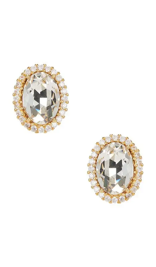 ANTON HEUNIS Omega Clasp Oval Stud Earrings - Crystal & Gold