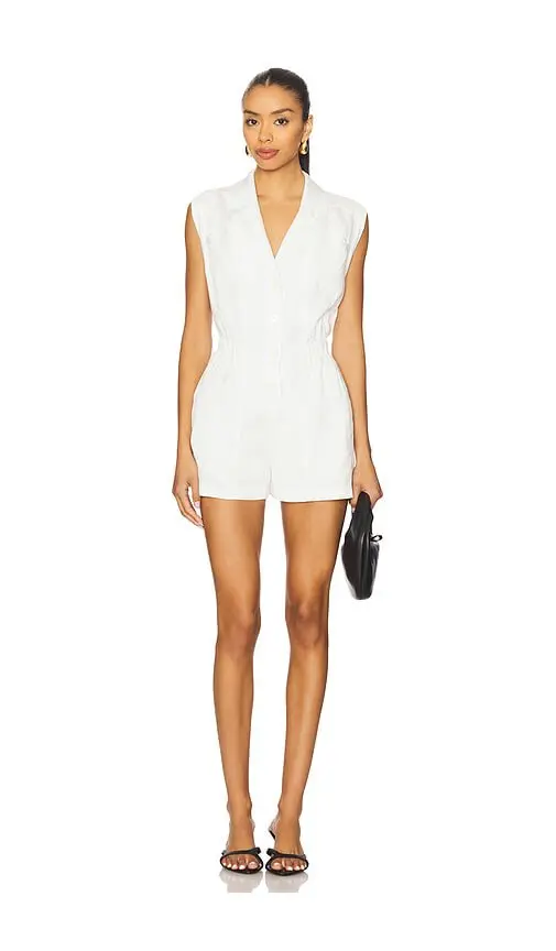 Central Park West Tencel Elastic Waist Romper - White
