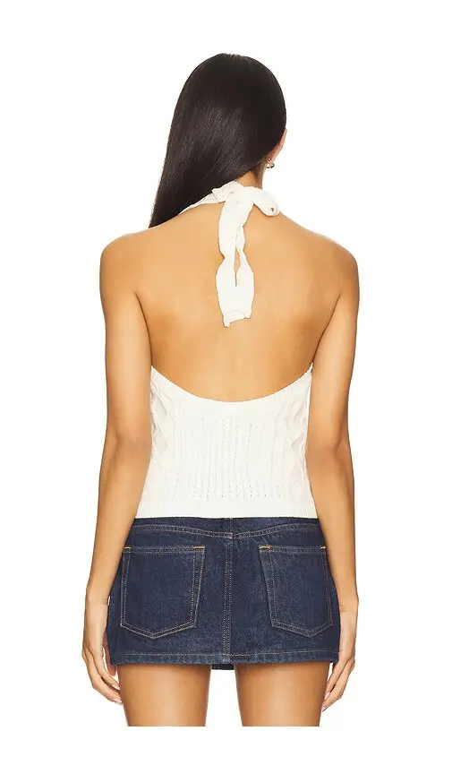 Central Park West Junie Cabled Halter Top - White