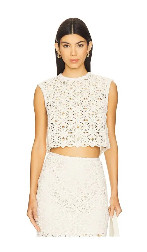 SABINA MUSAYEV Debby Lace Cropped Top - Ivory