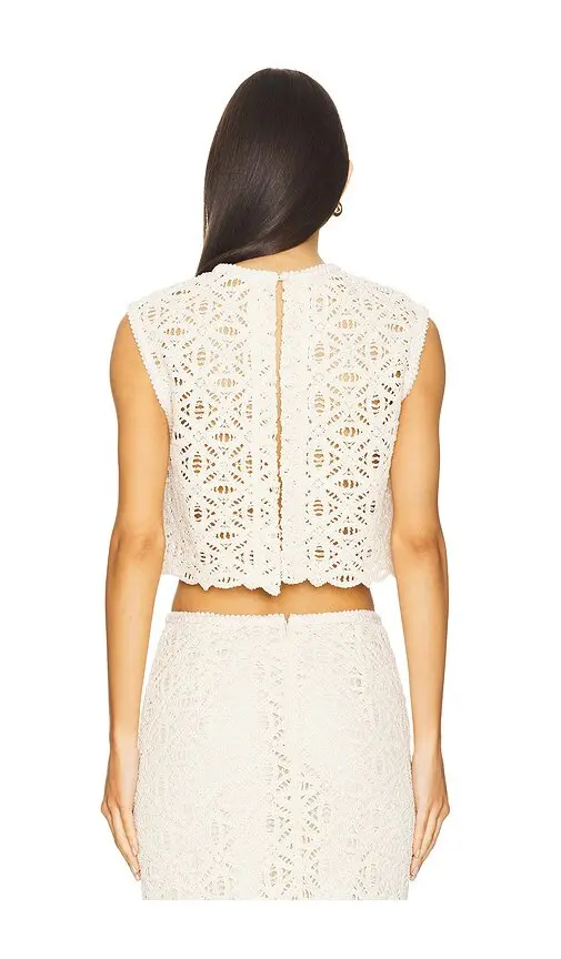 SABINA MUSAYEV Debby Lace Cropped Top - Ivory