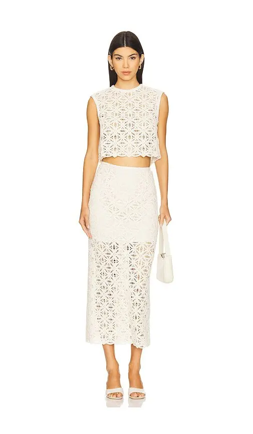 SABINA MUSAYEV Debby Lace Cropped Top - Ivory