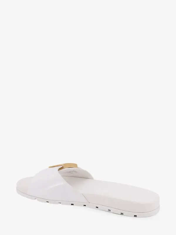Tory Burch Patent Synthetic Leather Buckle Slide - White