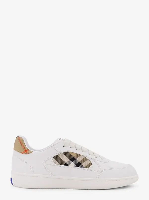Burberry Leather Low-top Sneakers With Check Inserts - White