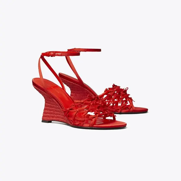 Tory Burch Mini Bow Espadrille Wedge - Blazing Red/blazing Red
