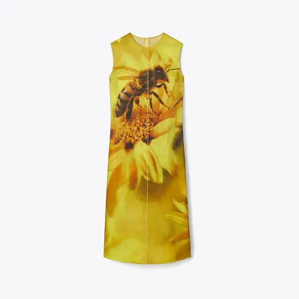 Tory Burch Printed Organza Dress In Yellow Bee - 50% Off | Editorialist