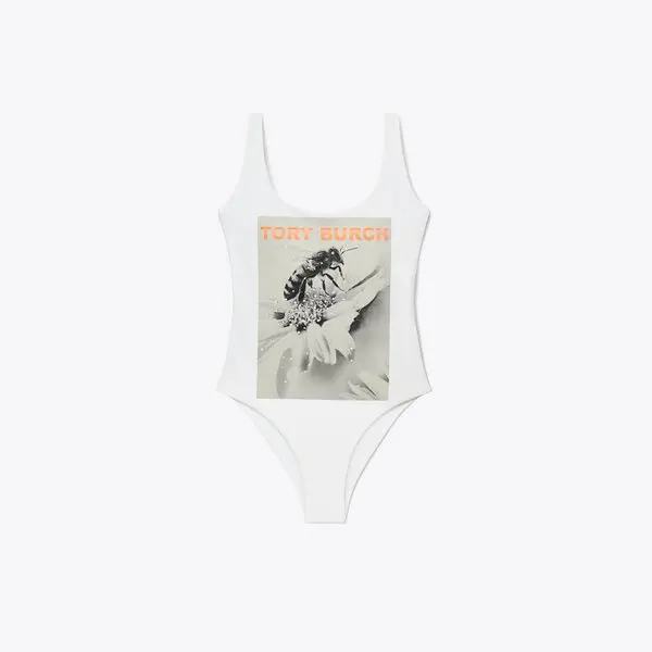 Tory Burch Printed One-piece Swimsuit - White