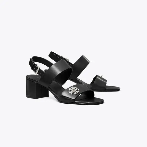 Tory Burch Turnlock Heeled Sandal - Perfect Black