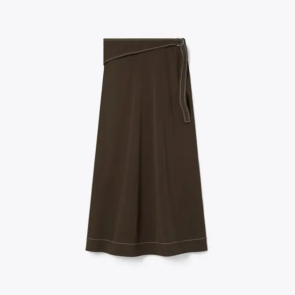 Tory Burch Belted Jersey Skirt - Deep Chocolate