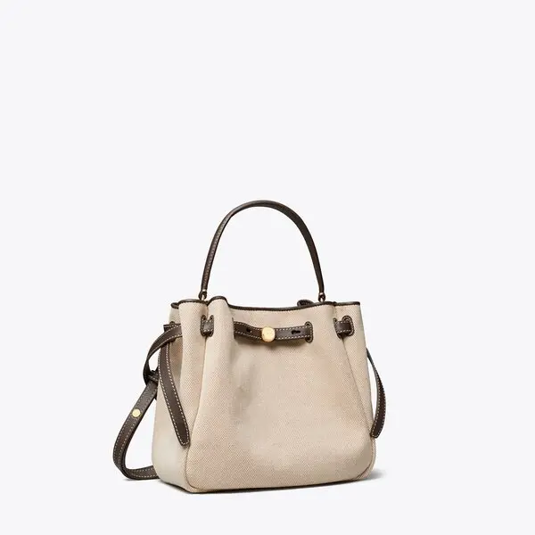 Tory Burch Romy Canvas Bucket Bag - Dusty Almond/bianco White