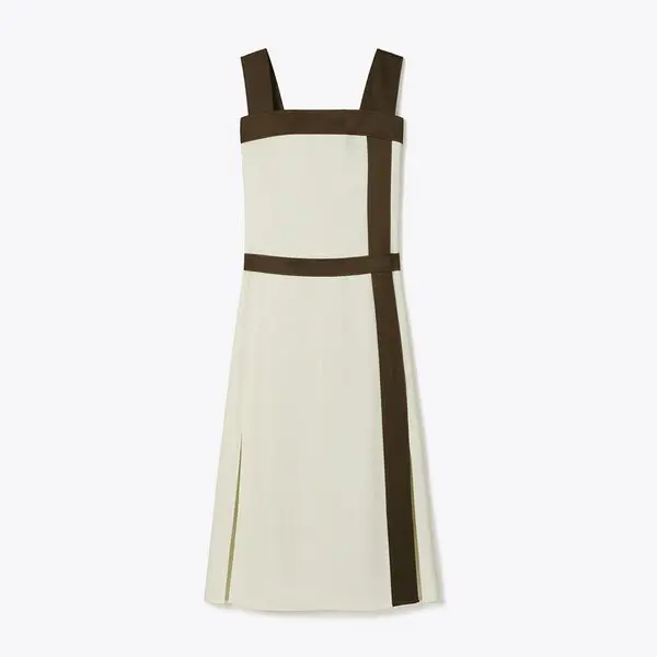 Tory Burch Colorblock Satin Dress - New Ivory