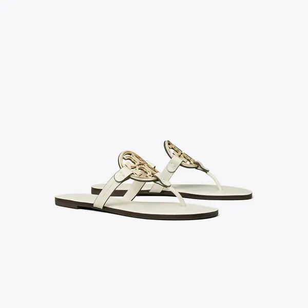 Tory Burch Metal Miller Sandal - Light Cream / Gold