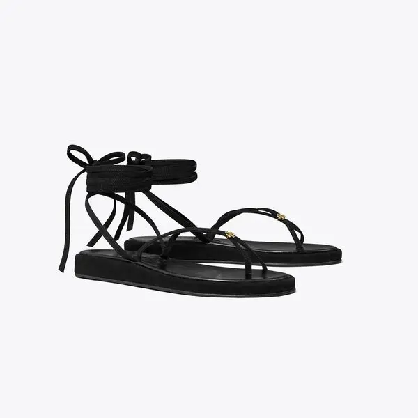 Tory Burch Capri Ankle Wrap Sandal - Black