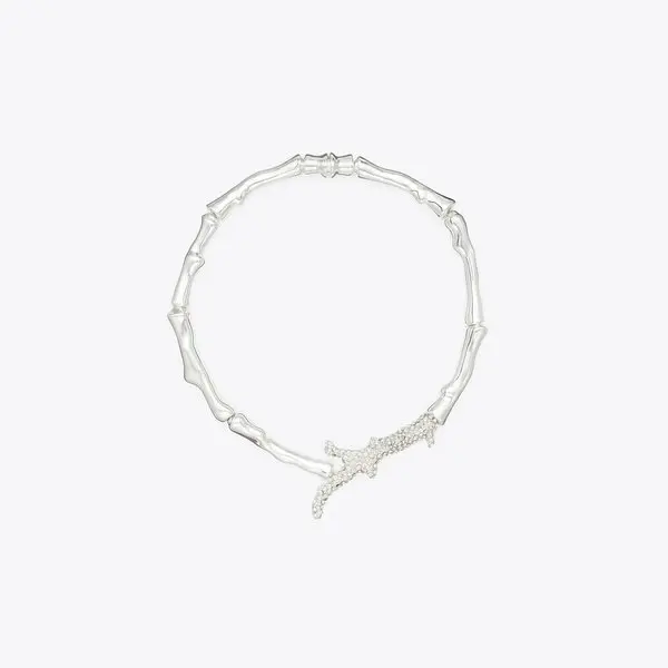 Tory Burch Curiosity Coral Necklace - Light Silver / Crystal