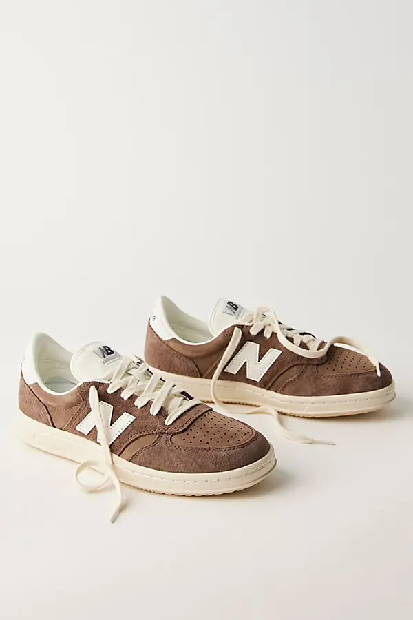NEW BALANCE T500 Low-top Suede And Leather Sneakers - Brown
