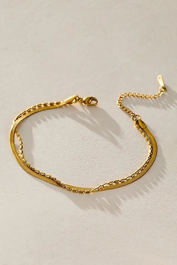 BRENDA GRANDS Waterproof Double Anklet - Gold