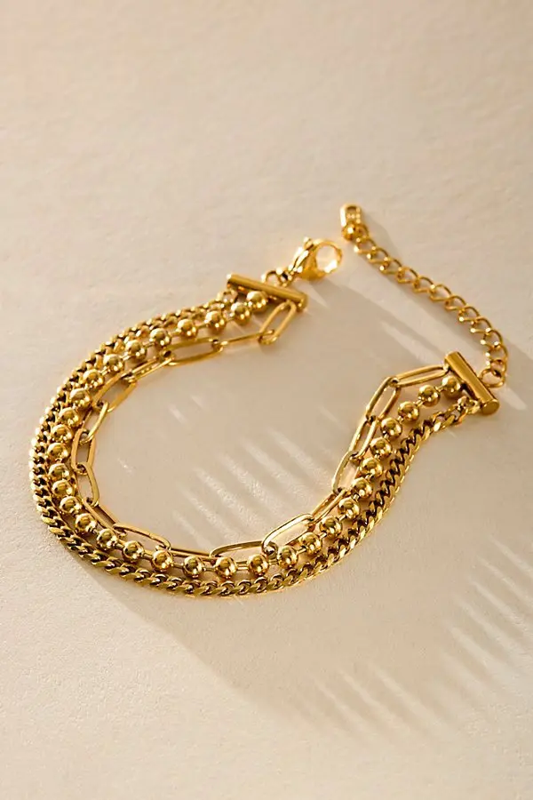 BRENDA GRANDS Triple Anklet - Mixed Paper Clip Chain