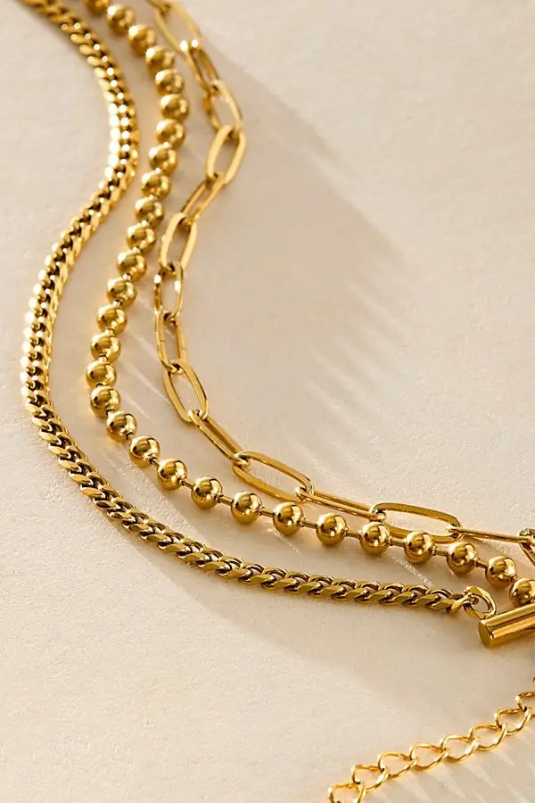 BRENDA GRANDS Triple Anklet - Mixed Paper Clip Chain