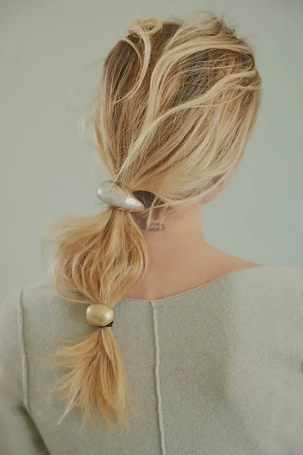 Free People Paired Up Pony Hair Ties - Silver/gold