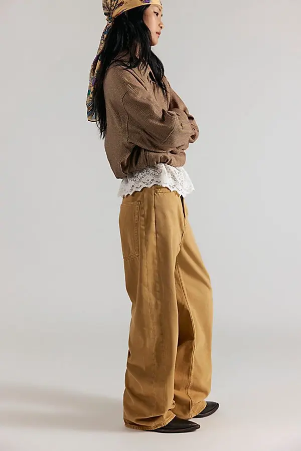 Free People We The Free Truro Baggy Puddle Jeans - Warm Rust