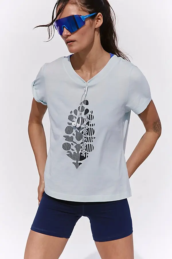 Free People Care Fp Game Time Logo Tee - Retro Blue/black Combo
