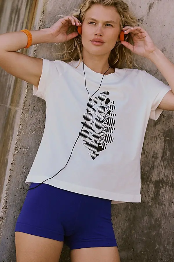 Free People Care Game Time Logo Tee - White Ground Black Logo