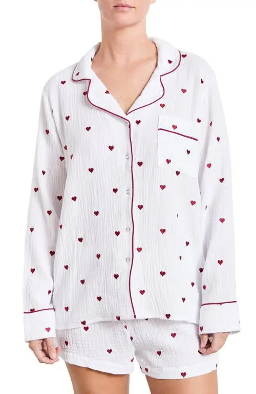Splendid Lottie Love Cotton Short Pajamas - Whte/emboldened