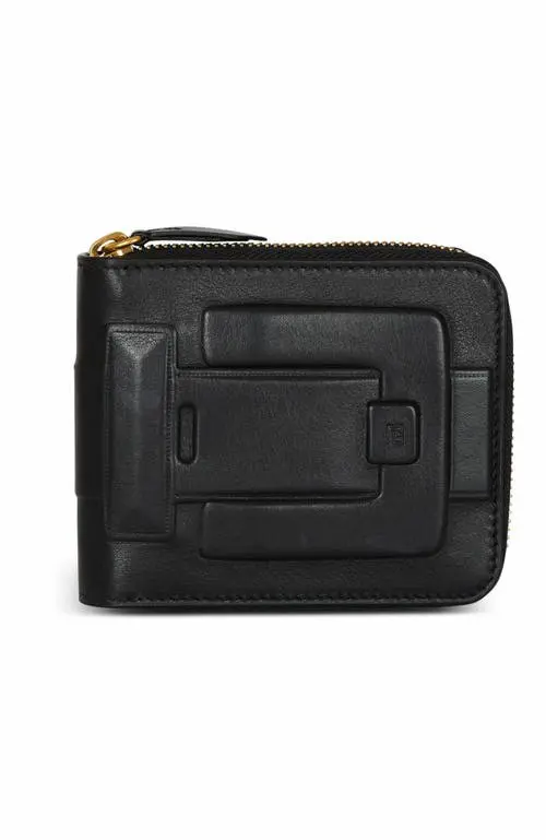 Balmain Anthem Calfskin Leather Wallet - Black