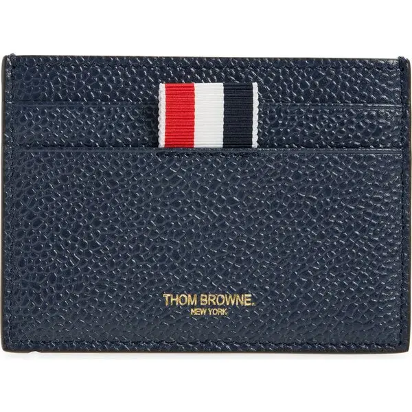 Thom Browne 4-bar Leather Card Case - Navy