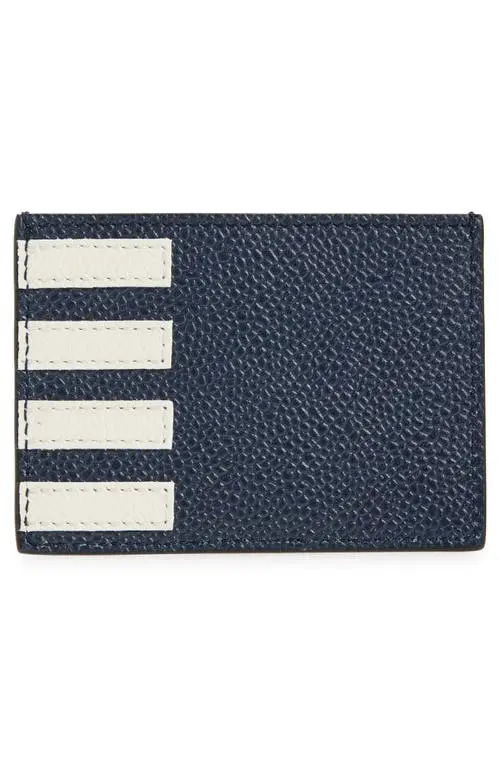 Thom Browne 4-bar Leather Card Case - Navy