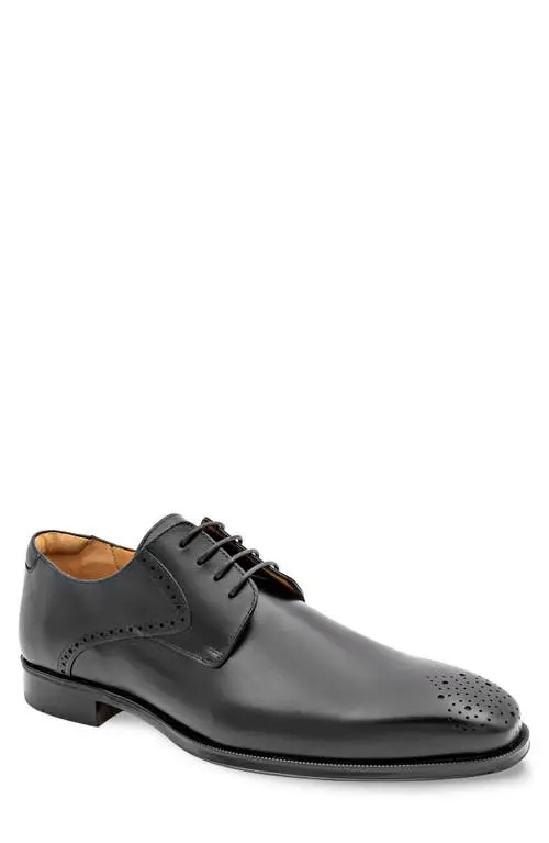 Mezlan Taso Ii Brogued Leather Derby - Black