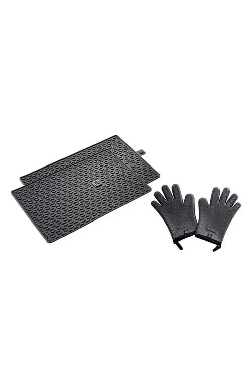 ZWILLING Barbecue 3-piece Mat & Gloves Set - Charcoal