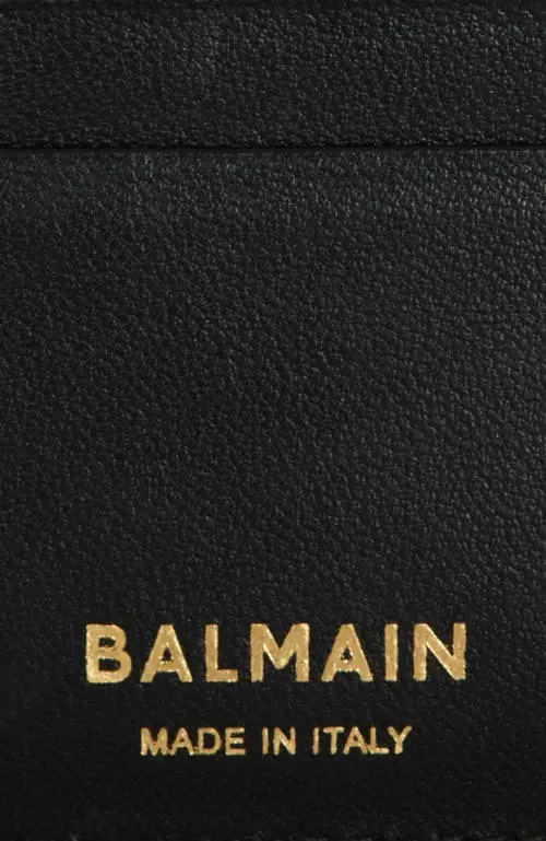 Balmain Anthem Calfskin Leather Card Holder