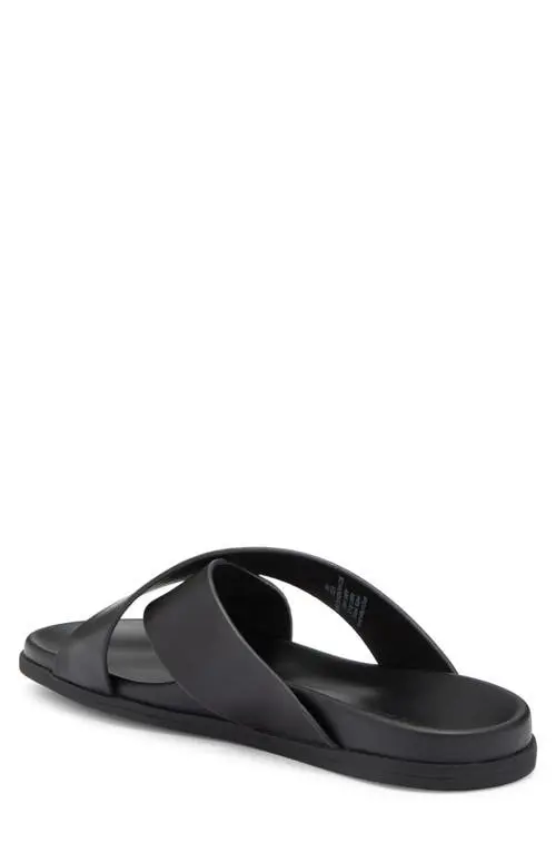 BLAKE MCKAY Jake Cross Strap Leather Sandal - Black