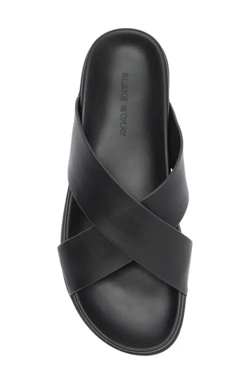 BLAKE MCKAY Jake Cross Strap Leather Sandal - Black