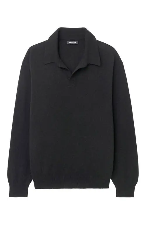 Naadam Lightweight Cashmere Relaxed Polo - Black