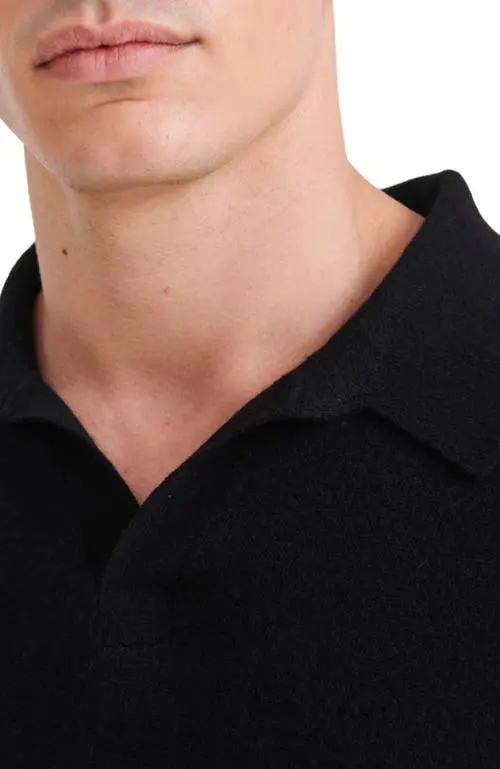 Naadam Lightweight Cashmere Relaxed Polo - Black